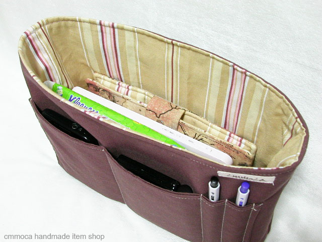 Inner Bag Organizer - Brown Stripe / Zipper Pocket on Luulla