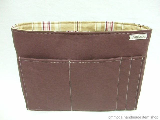 Inner Bag Organizer - Brown Stripe / Zipper Pocket on Luulla